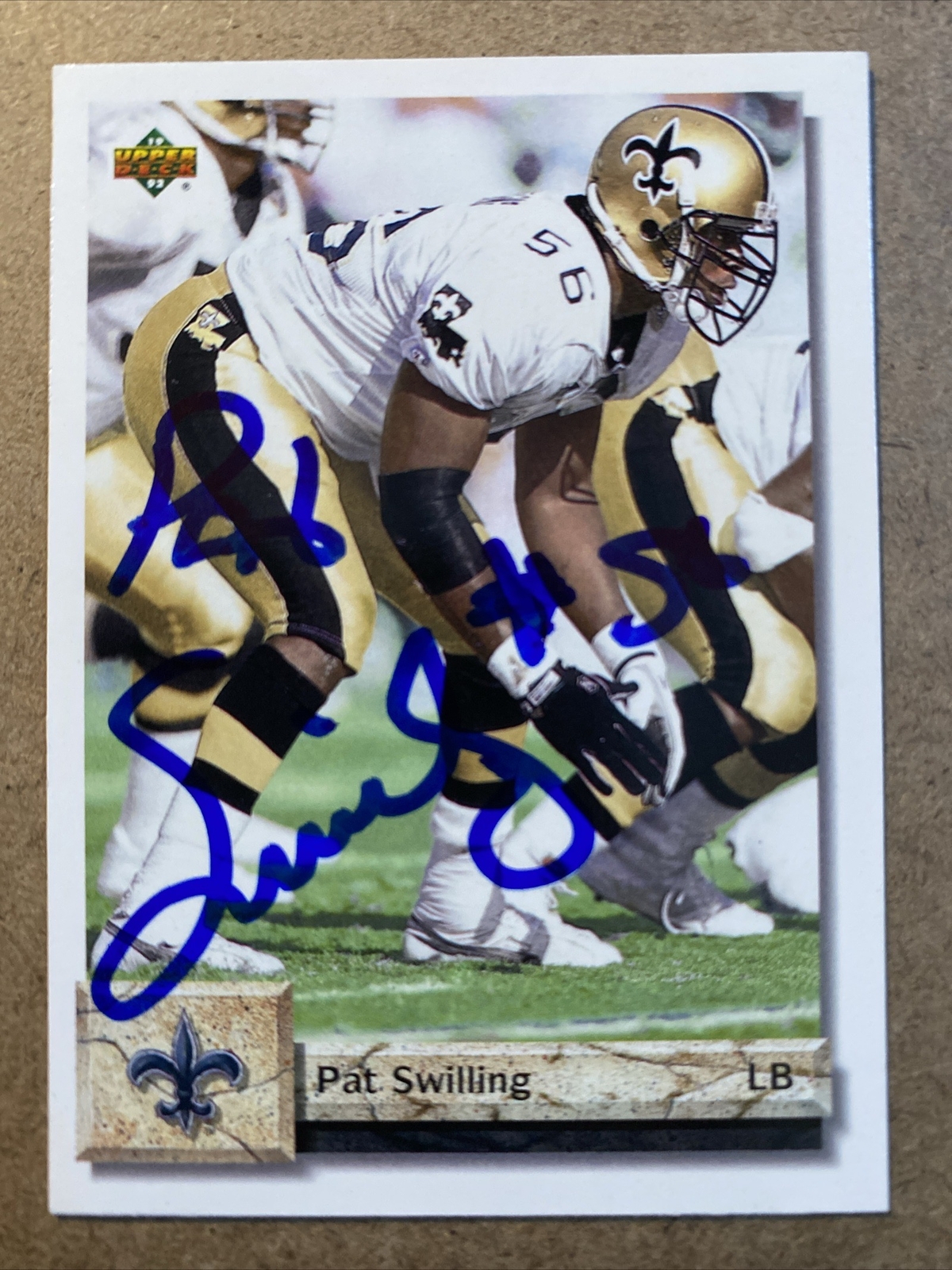 PAT SWILLING 1992 Upper Deck #188 AUTOGRAPHED Card - New Orleans Saints ...