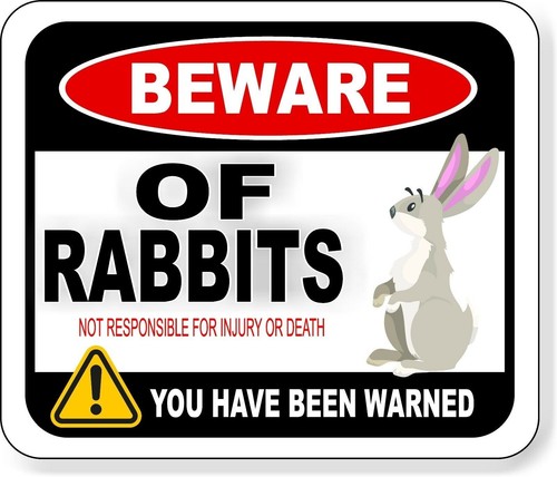 BEWARE OF Rabbits NOT RESPONSIBLE FOR INJURY OR DEATH Aluminum ...
