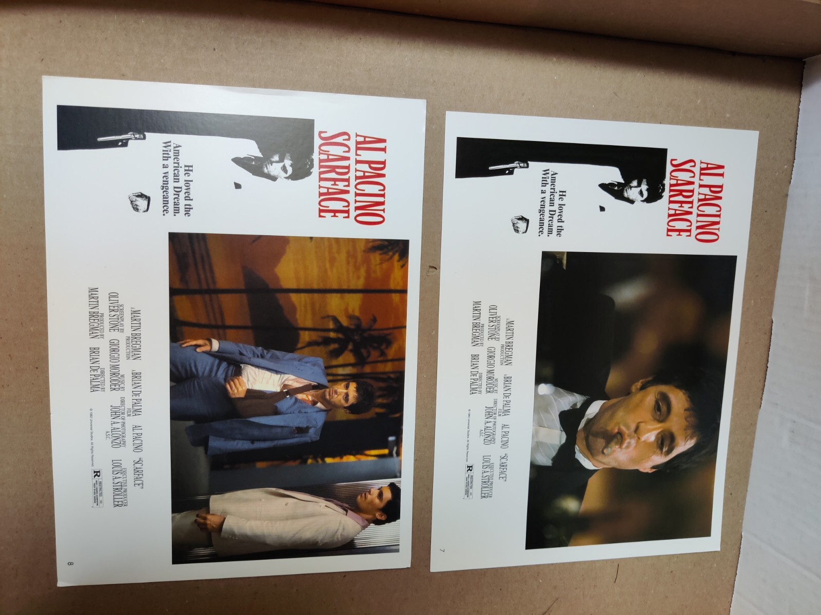Original 1983 SCARFACE Movie Lobby Cards Set of 8 Al Pacino 11" x 8" | eBay