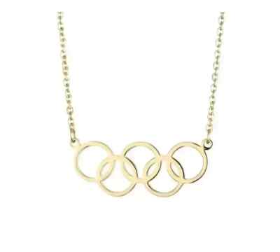 Olympic Necklace 14K Yellow Gold Plated Silver Olympic Sports Pendant ...