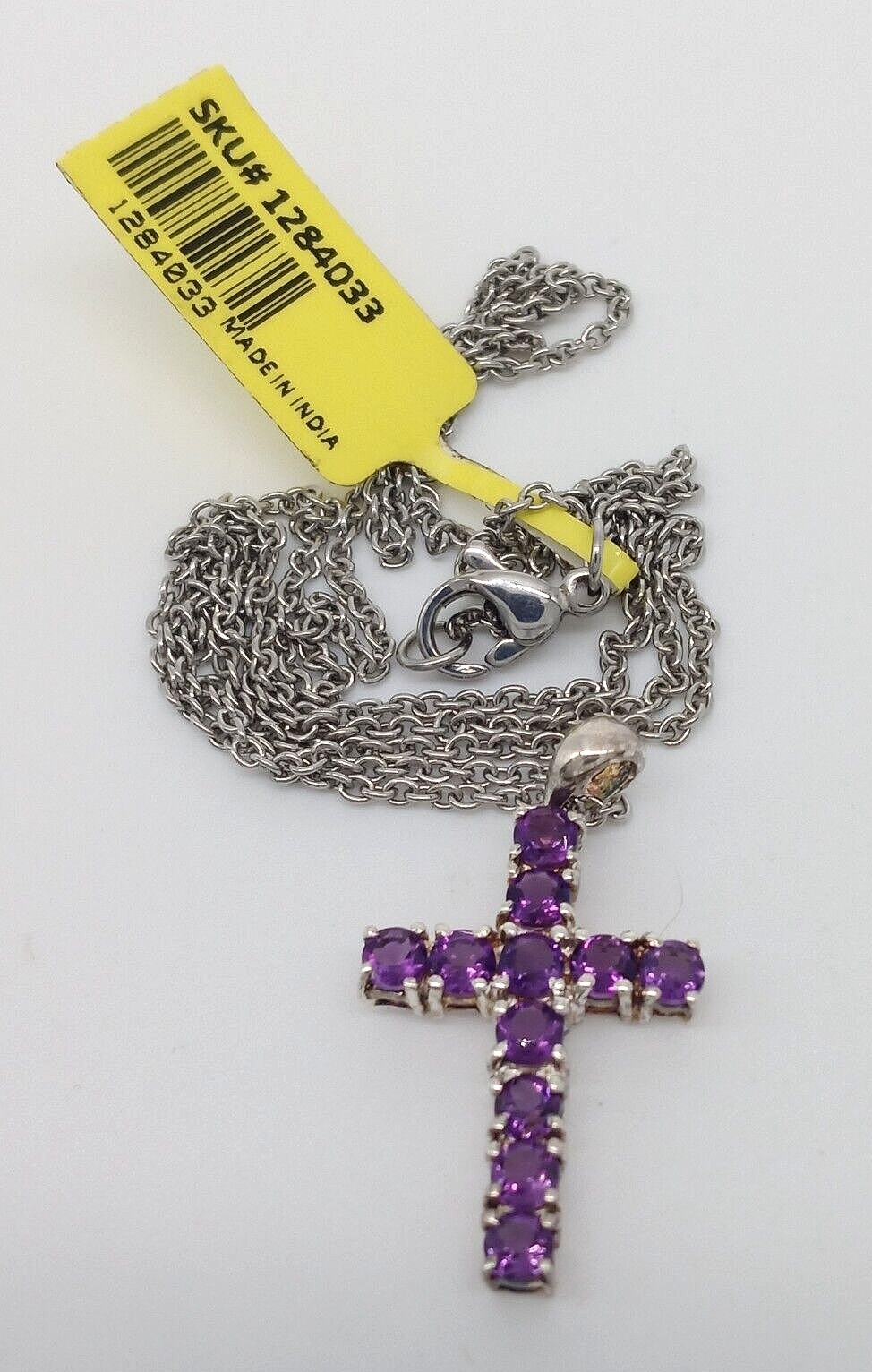 Amethyst Cross Pendant Necklace Chuck Clemency STS 925 Sterling Silver ...