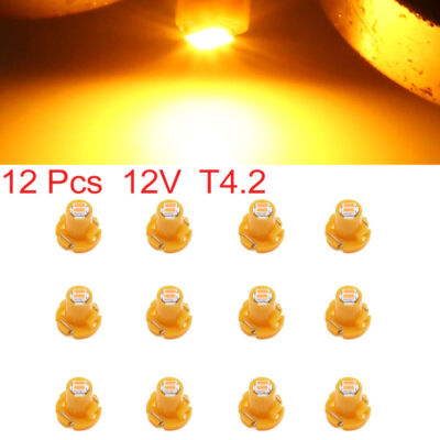 12pcs 12V T4.2 2-3014 Yellow LED Car Interior Dashboard Panel Light ...