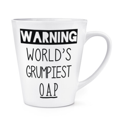 Warning World's Grumpiest Oap 341ml Latte Taza Genial Mejor Abuelo | eBay