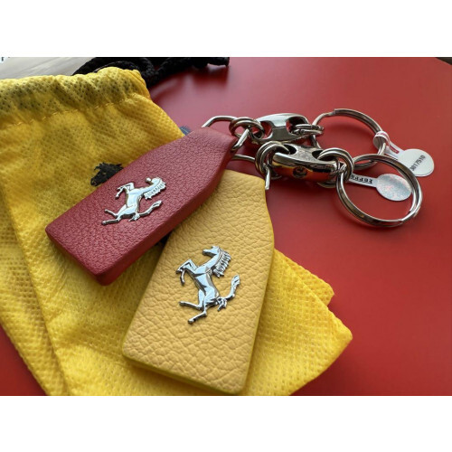 ️Ferrari Unused Genuine Leather Keychains, Red and Yellow, Set of 2 | eBay