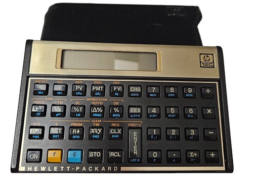 Vintage HP 12C Financial Calculator + Case Collectible Functional Black ...