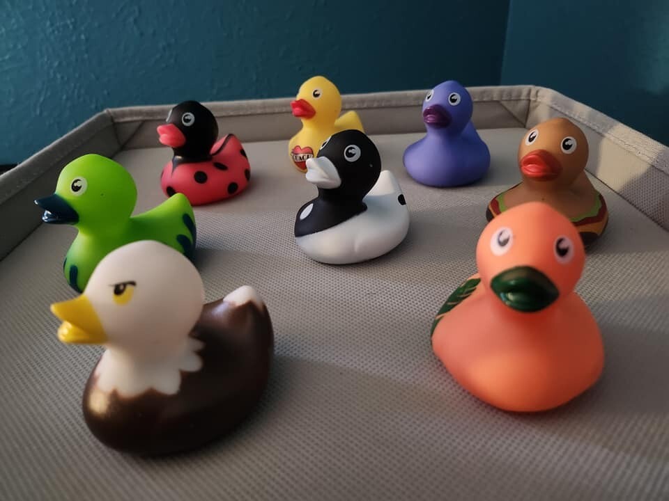 Rubber Ducks 2" (#8) -Eagle, Lady Bug, Tattoo, Cheeseburger, Yin and ...