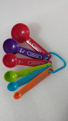 Vtg Farberware Plastic 6 Piece Measuring Spoon Set Color Coded Kitchen ...