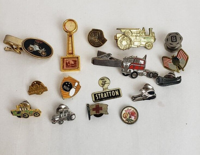 Mixed Lot Of 16 Vintage Pinbacks Pins Lapel Pins Tie Bars/Clips | eBay