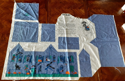 WAMSUTTA Hallmark FABRIC PANEL SEW SCARY Haunted House Centerpiece CUT ...