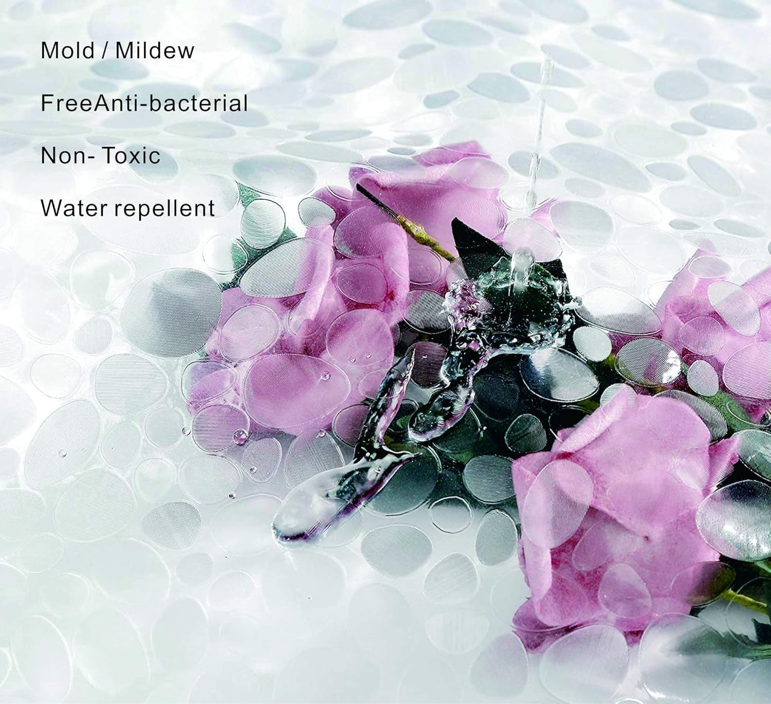 Shower Curtain Liner 72x72'' 3D Pebble Design Odorless Non Toxic ...