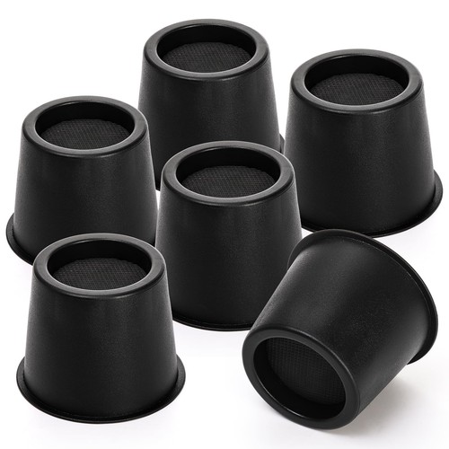 6 Pack Round Bed Risers 4 Inch Furniture Raising Blocks Black Lifts | eBay