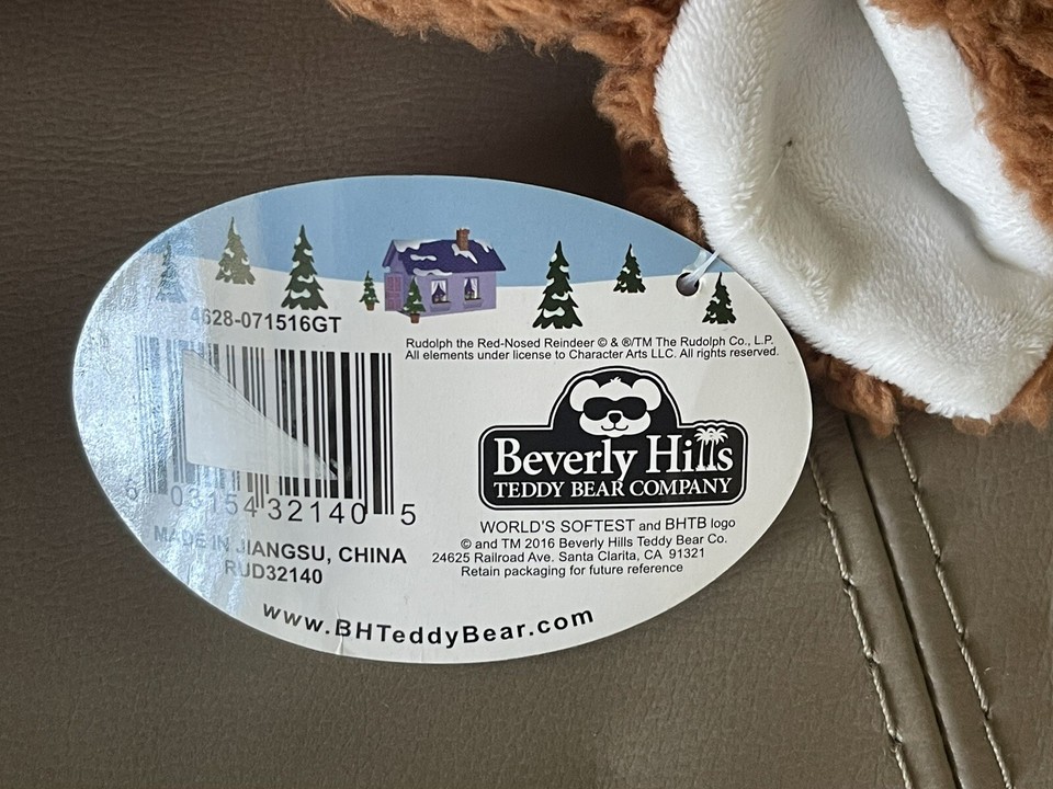 Rudolph Red Nosed Reindeer Beverly Hills Teddy Bear Company 12” Plush ...