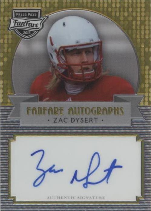 2013 Press Pass Fanfare - Zac Dysert #FF-ZD Gold (AU, RC) for sale ...