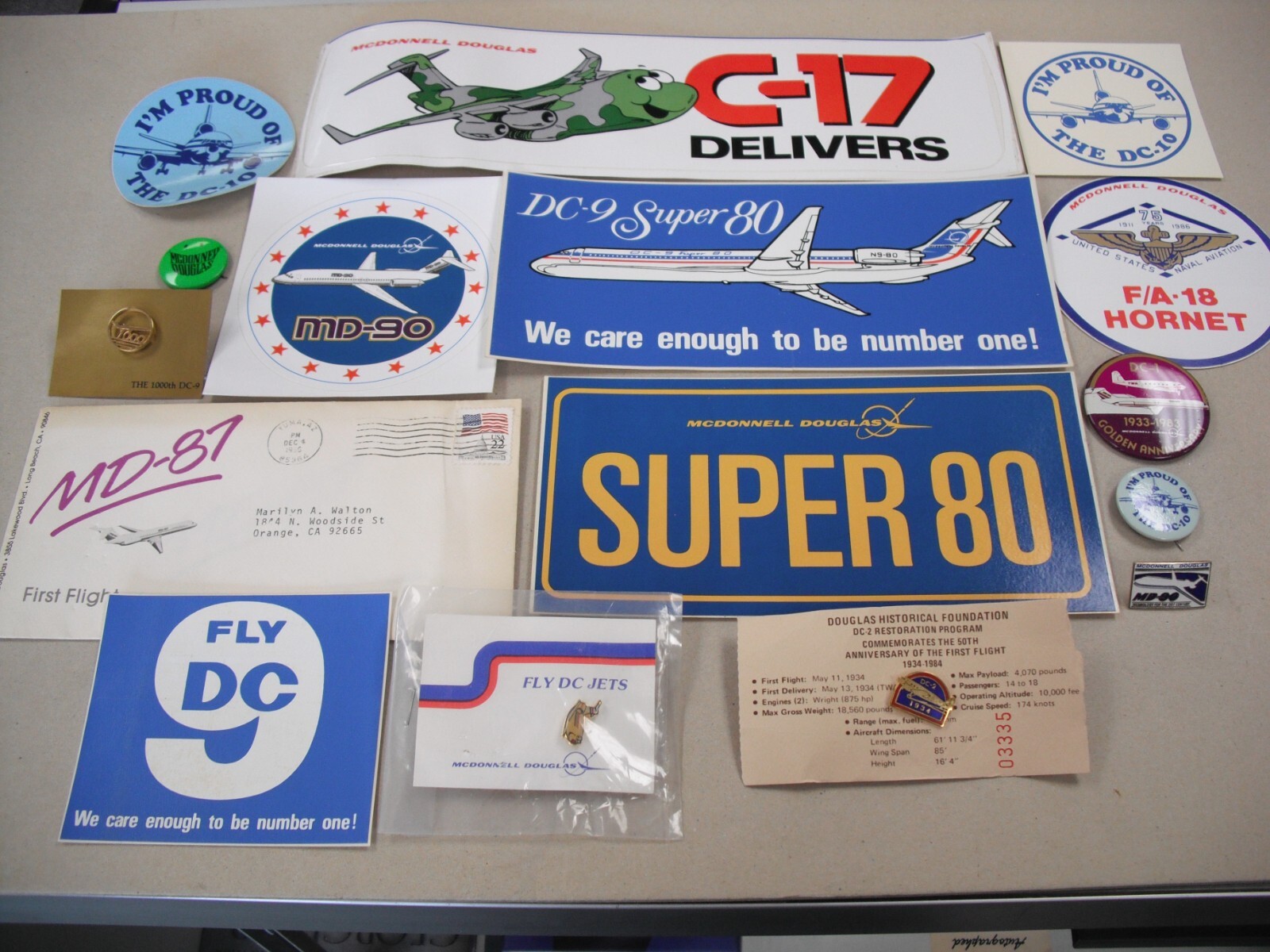 16 1970s-1980s UNUSED DOUGLAS AIRCRAFT COMPANY PROMO ITEMS FOR THEIR ...