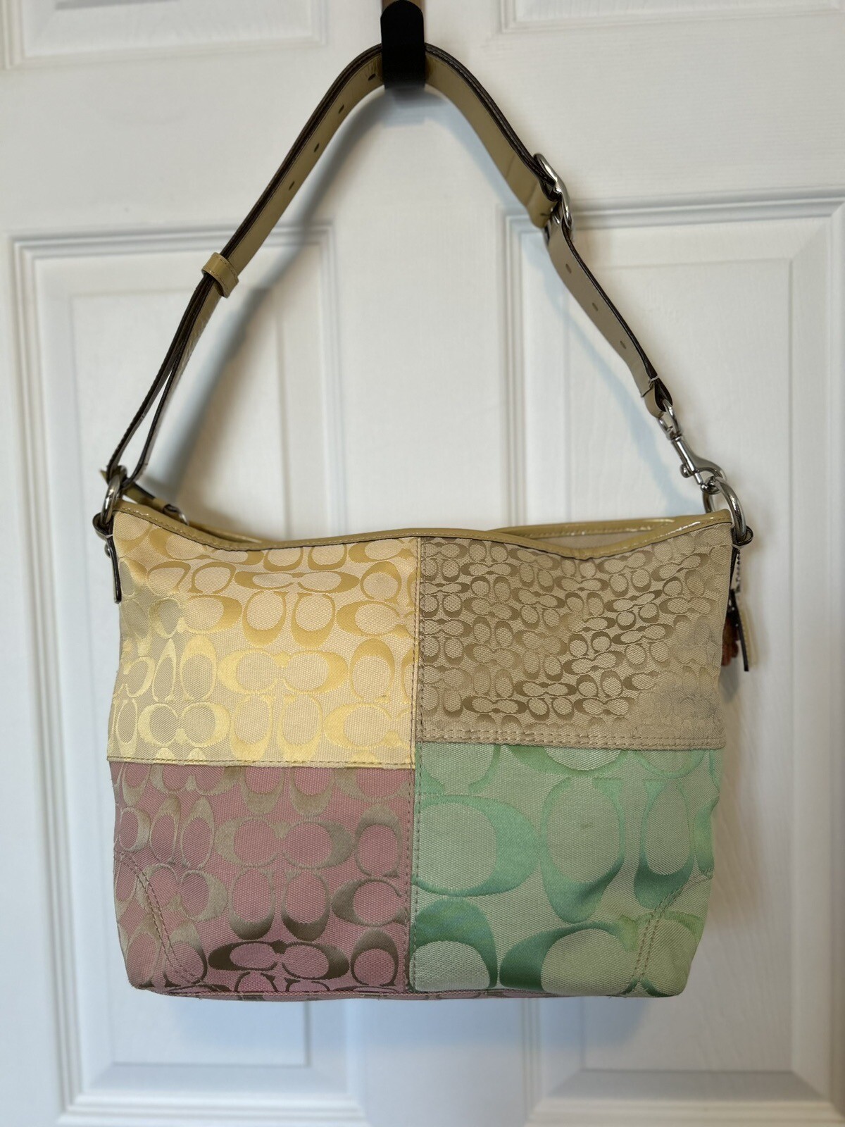 Coach Pastel Patchwork Signature C Shoulder Bag Purse… - Gem