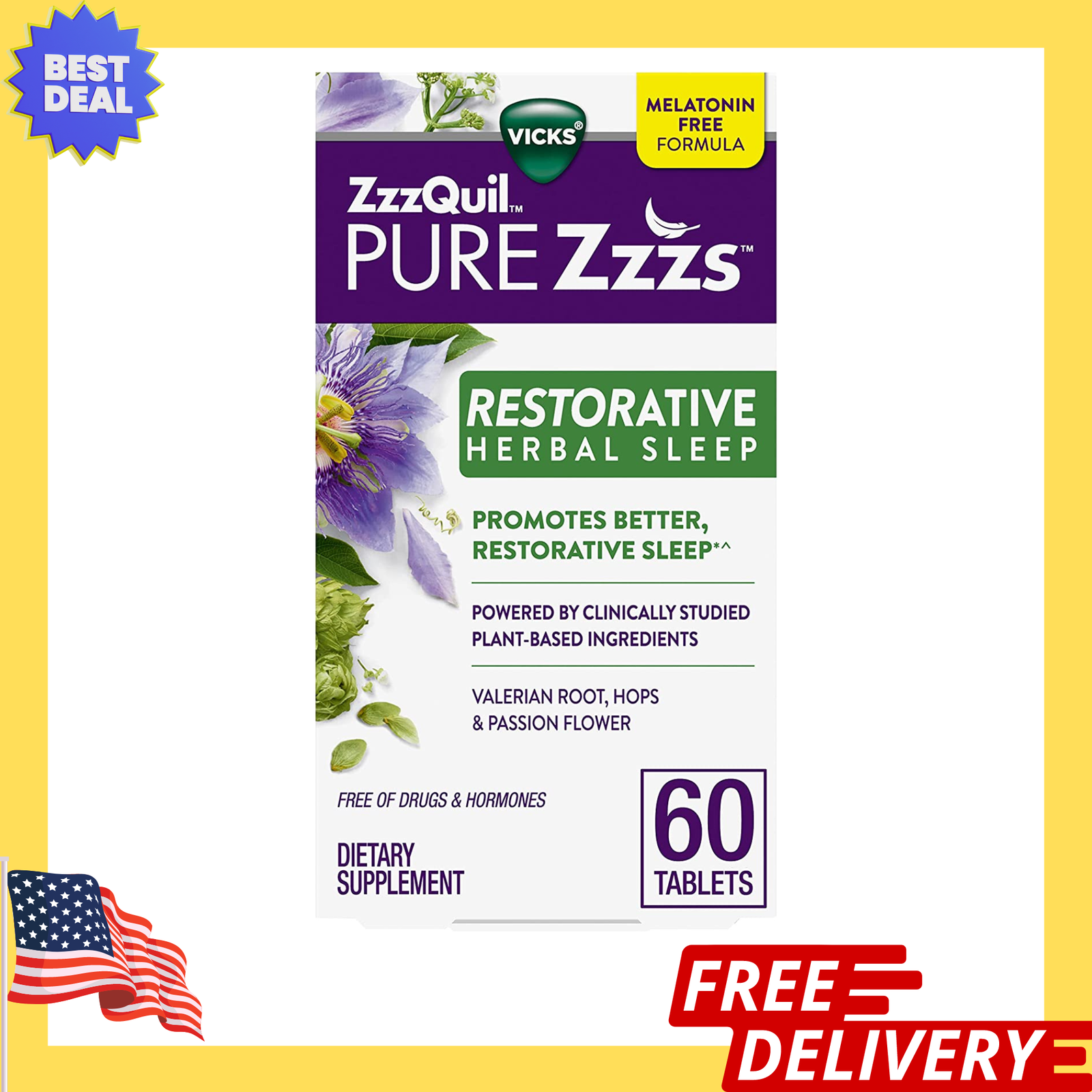 Zzzquil Pure Zzzs Restorative Herbal Sleep, Tablets, Free of Drugs and ...