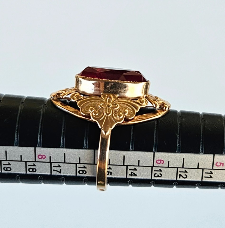Vintage Original USSR Russian 583 14K Solid Rose Gold & Ruby Ring Size ...