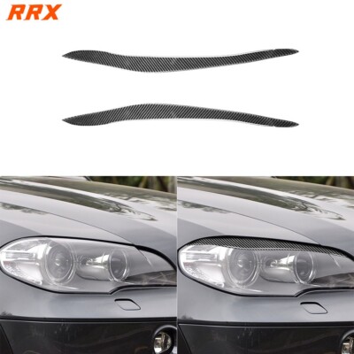 Real Carbon Fiber Front Headlight Eyelid Eyebrow Cover Trim For BMW X5 ...