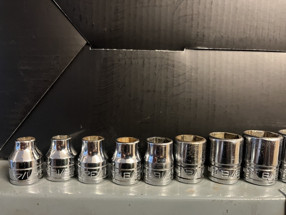 Snap-on Tools 12pc 3/8" Dr 1/4-7/8” SAE 6pt Shallow Sockets Standard ...