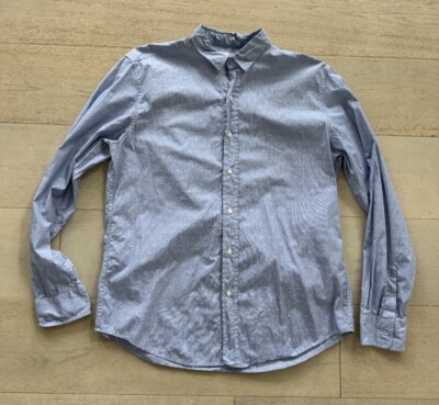 Frank & Eileen Shirt L Blue Paul Button Up Collared Striped Stars | eBay