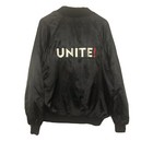 Rare Vtg Satin Jacket Embroidered Union Textile Black UNITE Men Large ...