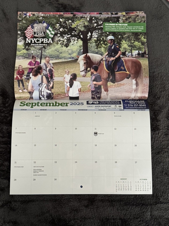 NYC NYPD PBA CALENDAR 2025 NEVER USED YORK CITY POLICE DEPARTMENT ...