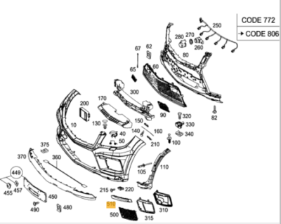 New OEM Mercedes GLE W166 AMG Front Bumper Light Chrome Right Cover ...