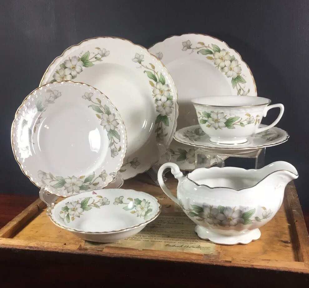 Embassy USA Vitrified China Dogwood Various Pieces Plate, Bowl, Serving ...
