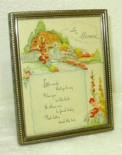 VTG Framed Motto LOVE TO MOTHER Small Buzza Style 4 x 5" Metal Photo ...