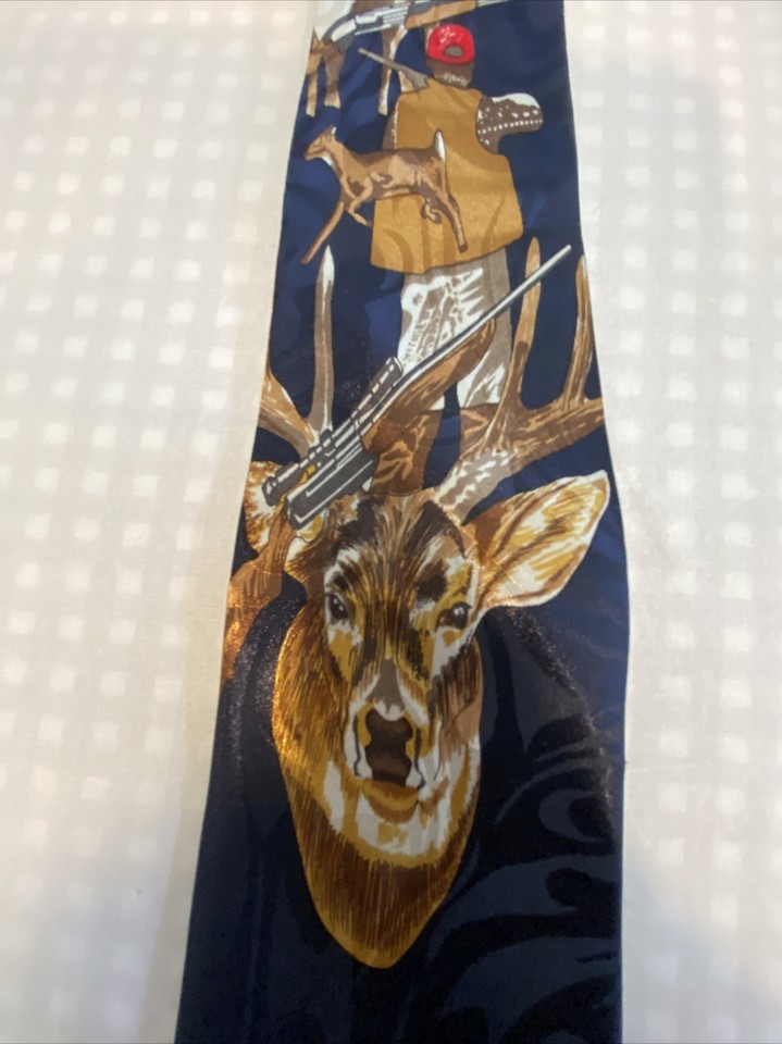 Deer Hunting Men's Necktie Animal Gun Sports Hunter Gift Blue Neck Tie ...