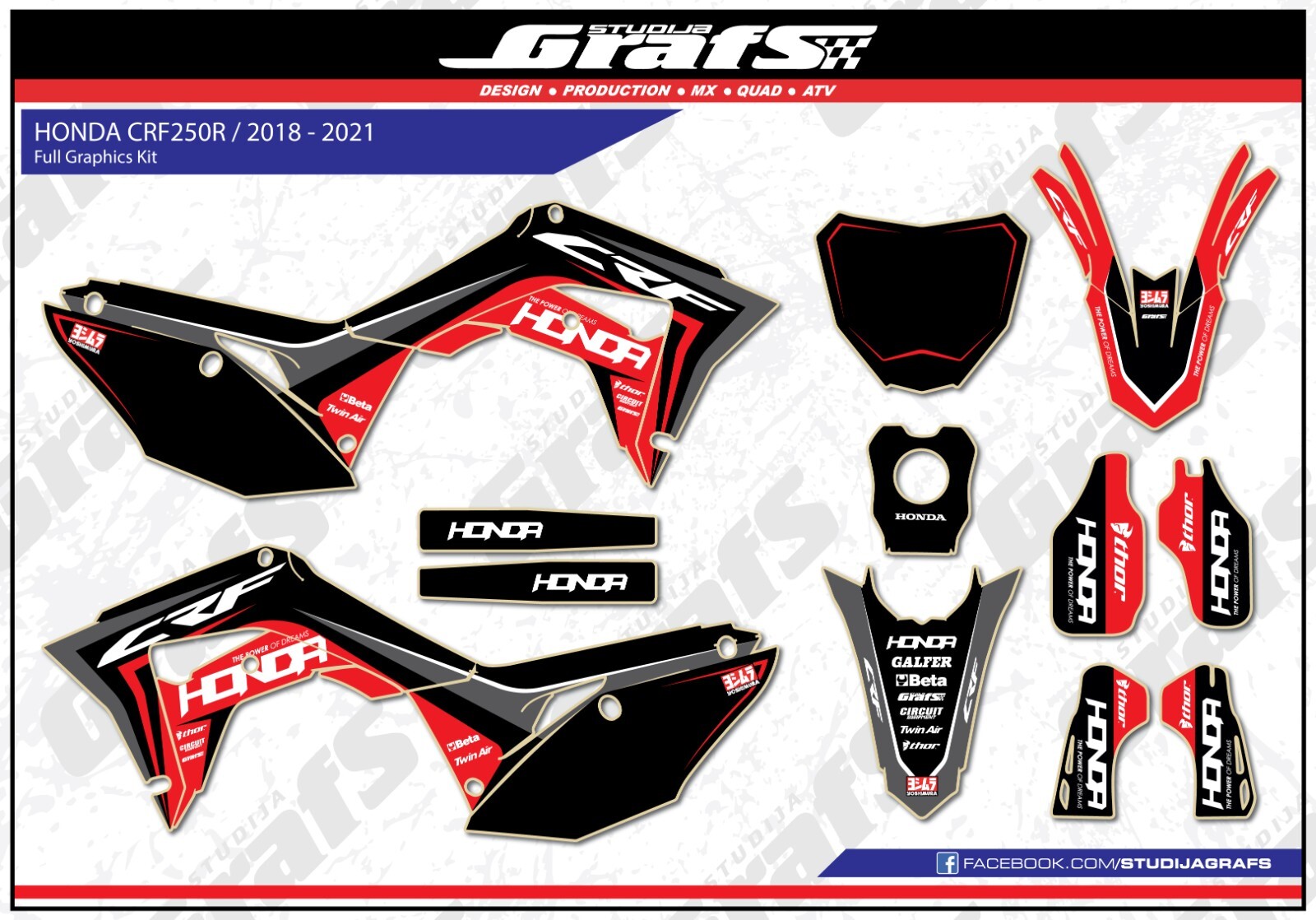 2018 2019 2020 2021 CRF 250 R Graphics Kit HONDA CRF250R 250R Decals ...