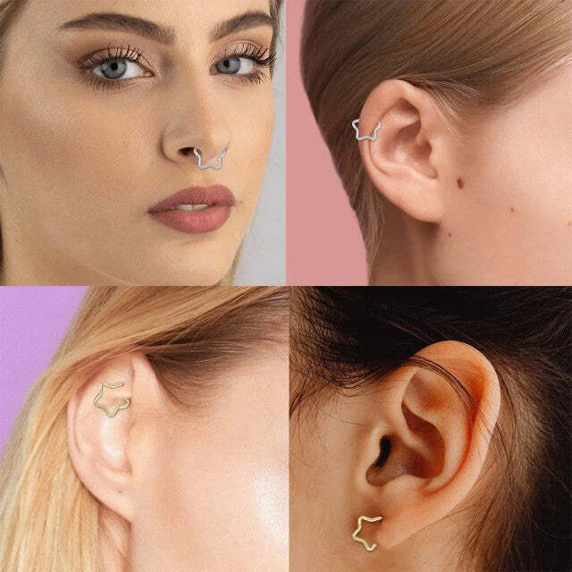 Titanium Hinged Segment Hoop Ring 18 Gauge - 8 & 10 MM with Star Shape ...