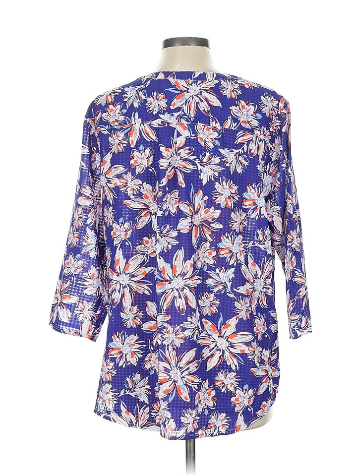 Notations Women Blue 3/4 Sleeve Blouse L | eBay