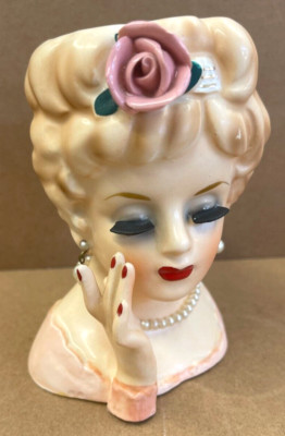 Vintage 1961 Inarco Lady Head Vase with Pearl Necklace and Pearl ...