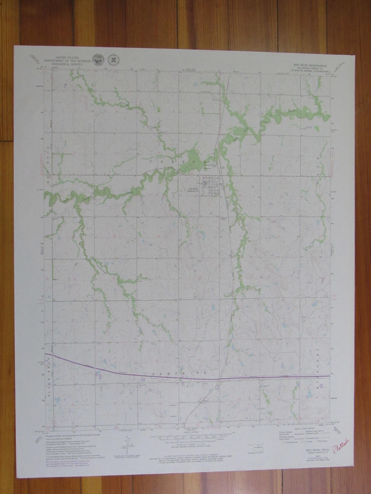 Red Rock Oklahoma 1979 Original Vintage USGS Topo Map | eBay