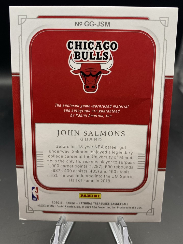 John Salmons 2020-21 Panini National Treasures Game Worn Jersey Patch Auto /99 | eBay