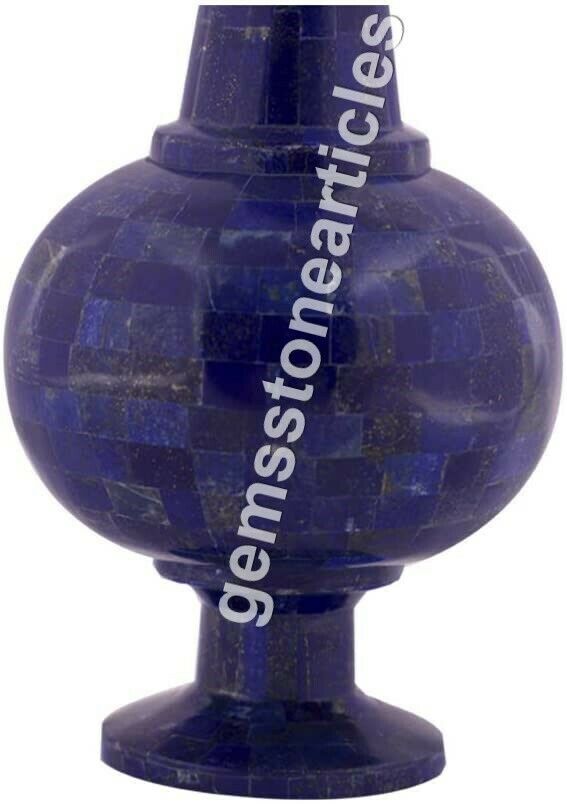 12" Real Lapis Stone Flower Vase Handmade Decorative Christmas Gift ...