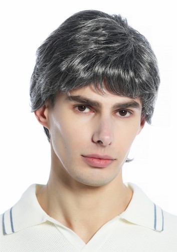 Perruque Hommes Femmes Unisexe Court Léger Ondulés Brun Foncé Gris ...