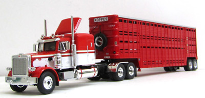 IXO/DCP Custom stretched Peterbilt 359 48" red cattle pot 45ft 1/64 no ...