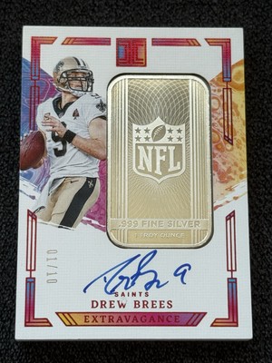 Drew Brees Silver Bar Autograph First On Print 1/10 SSP 2024 Panini ...