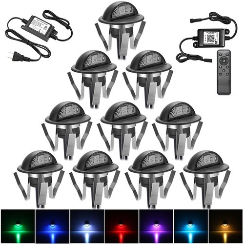 WiFi Deck Lights Kit, 10pcs Φ1.38 RGB Half Moon Low Voltage Recessed ...
