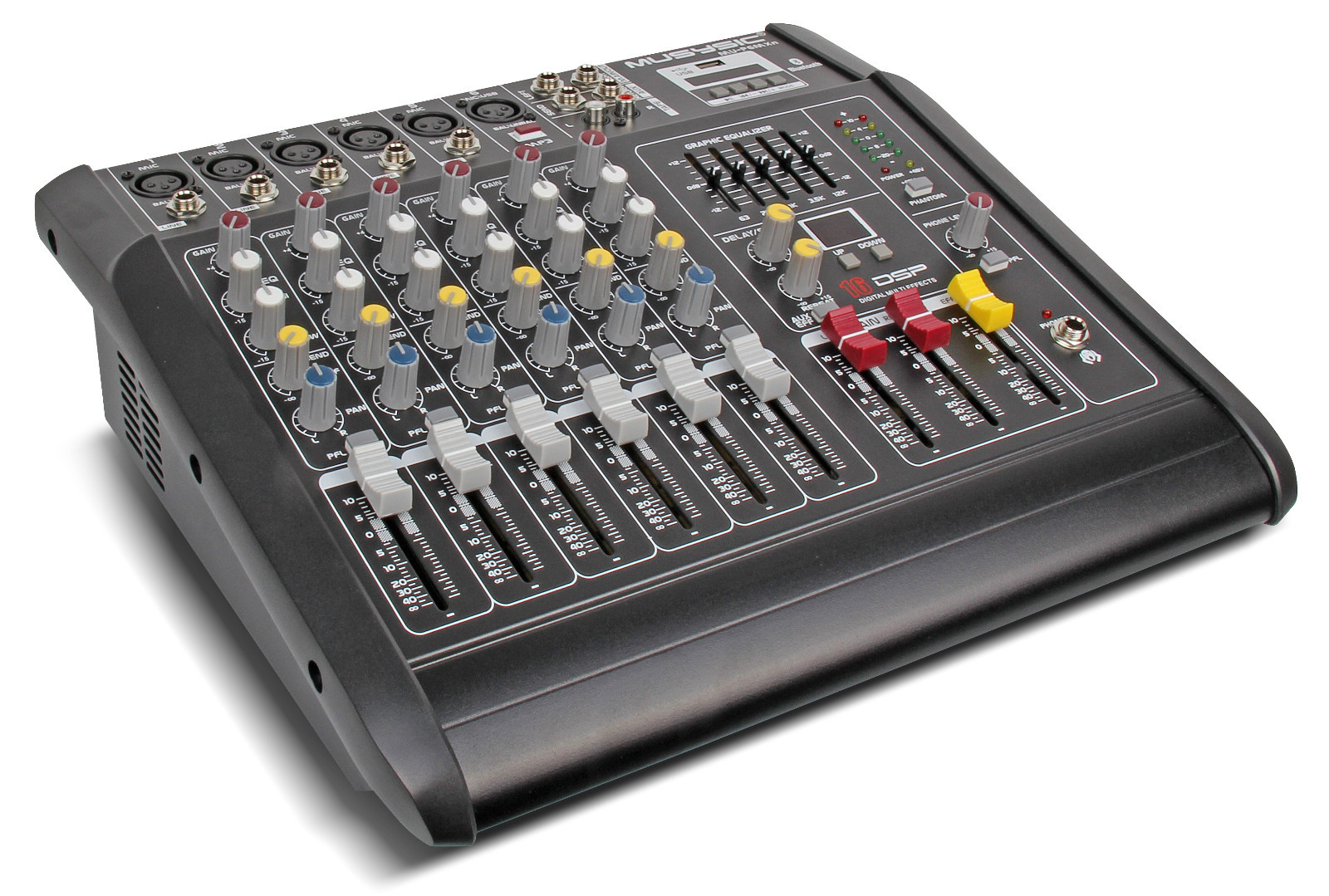 Professional 2000W PA System 6 Channel Mixer 10" Speakers Dual Wireless ...