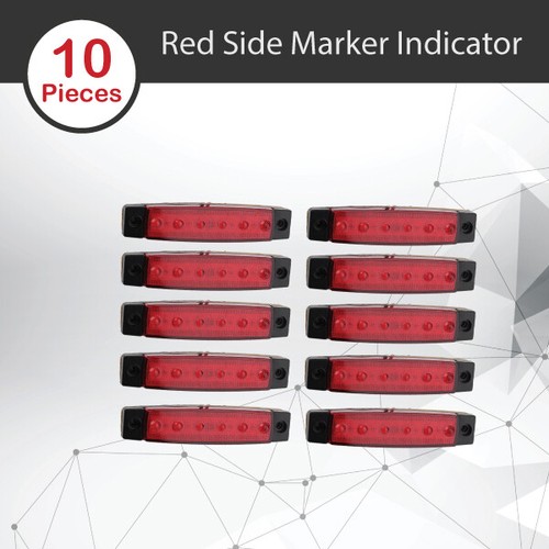 10 x 6 LED Side Marker Indicators Lights Red for Truck Trailer ...