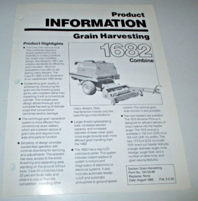 Case IH 1682 Combine Product Information Sales & Specifications ...