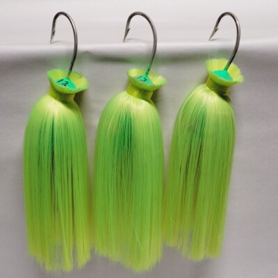 3 units - Mojo Jigs Striper Parachute Lures 12oz 10/0 Spire Chartreuse ...