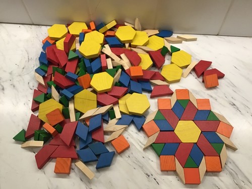 Vintage Wooden Pattern Blocks Geometric Shapes. | eBay