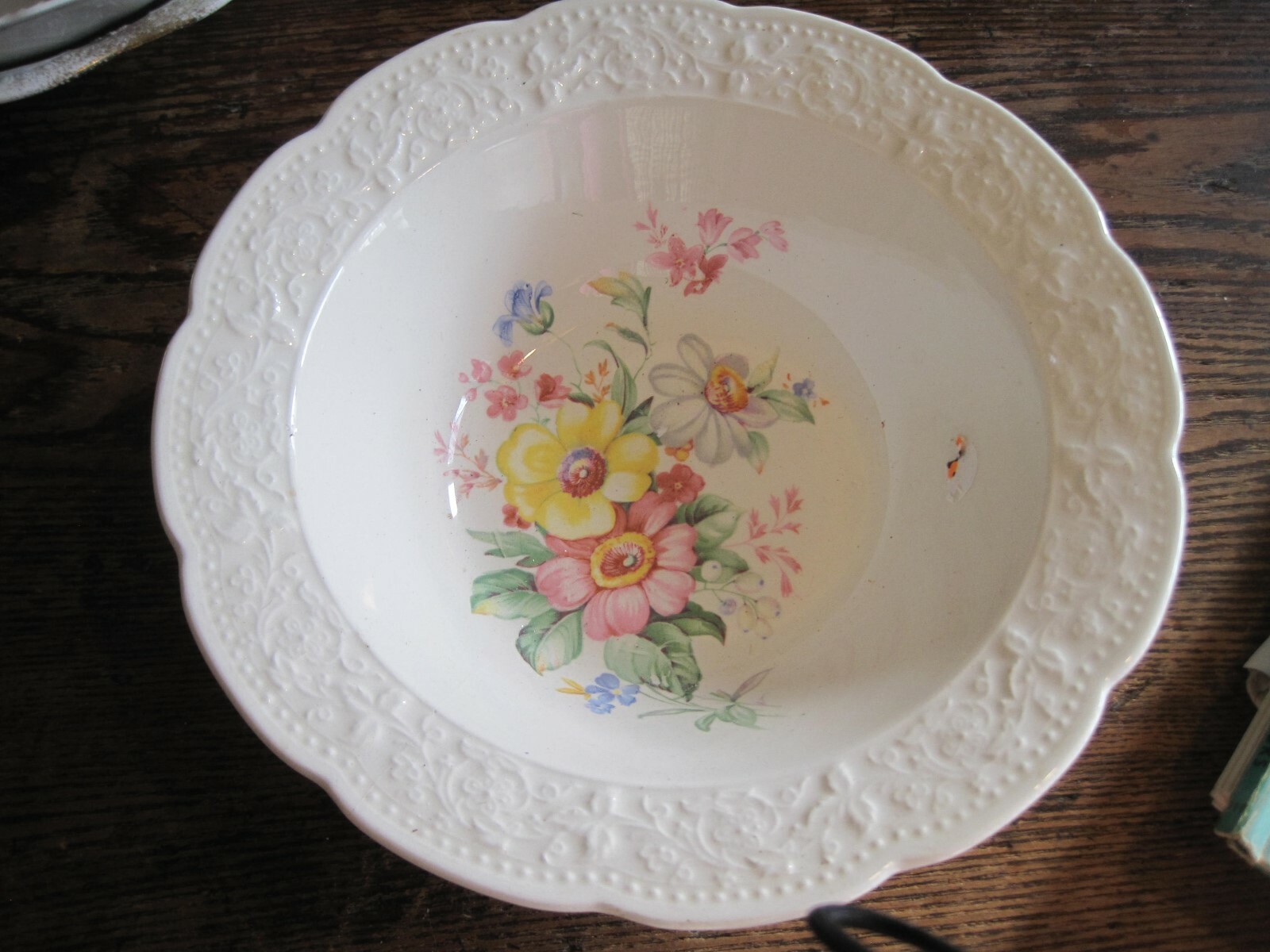 VTG Edwin Knowles China Semi Vitreous SERVING BOWL W/EMBOSSED RIM ...