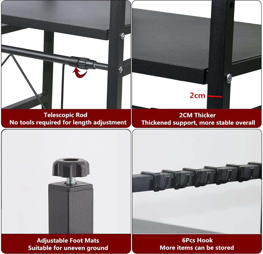 3-Tier Expandable Microwave Oven Rack Shelf Kitchen Countertop ...