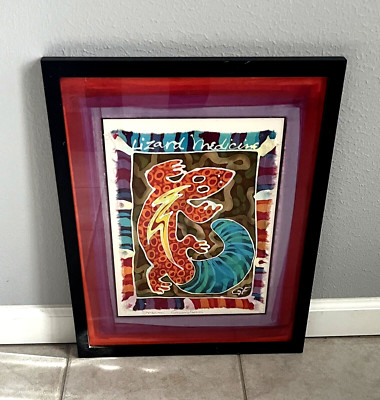 GARY FEY Lizard Medicine Dream Guardian Framed Hand Painted Silk Art ...