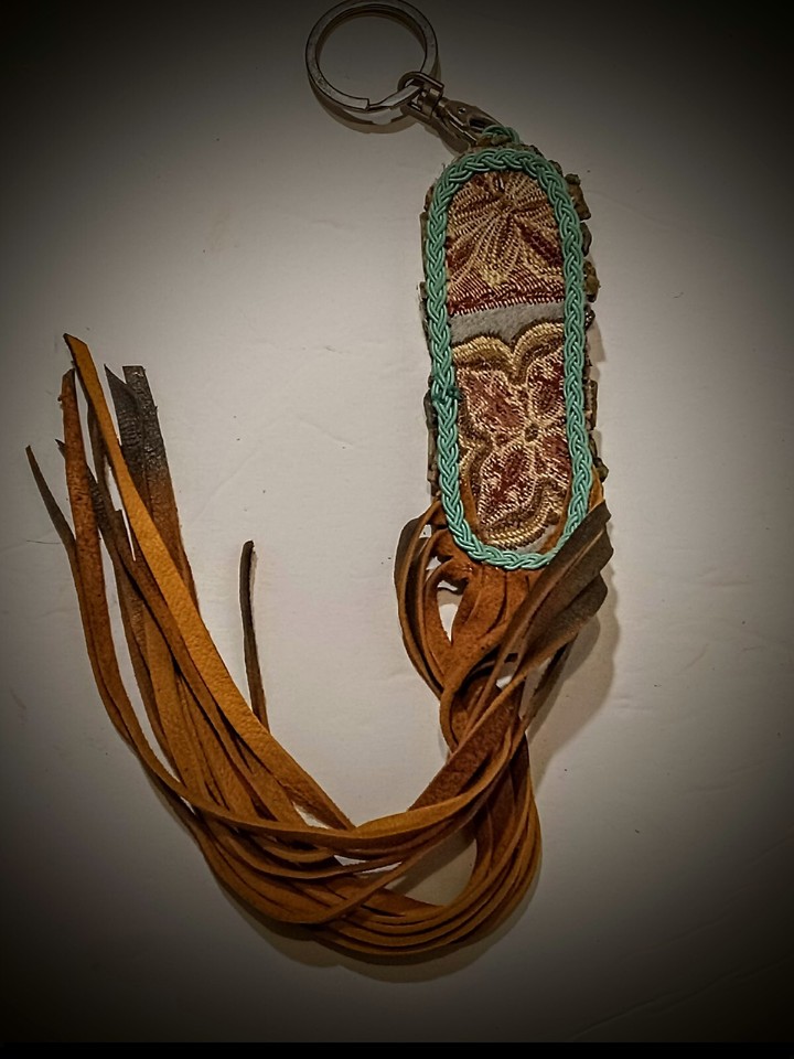 Handmade Key Chain Gift Fractal Burn't Wood Leather Ooak Key Ring Made ...